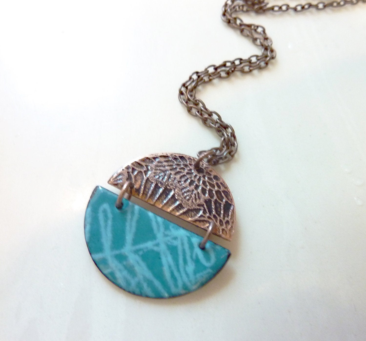 Pluma Pendant, Copper Necklace, Glass Enamel – RedAvaDesigns